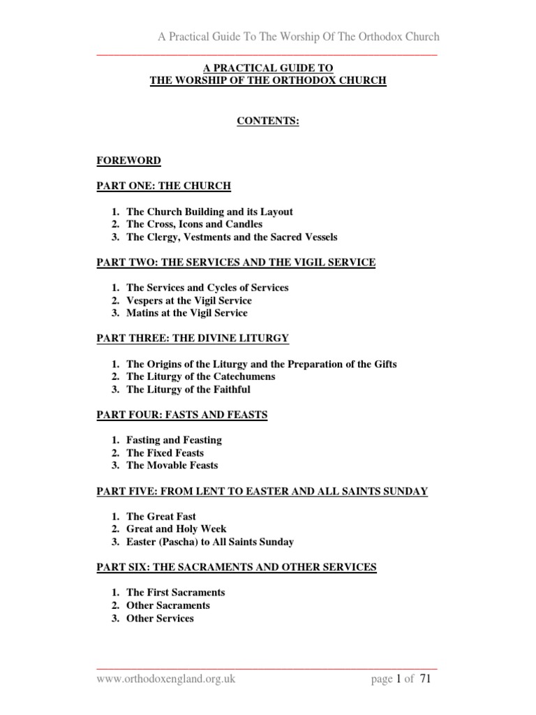 A Practical Guide To The Worship of The Orthodox Church | PDF | Eastern ...