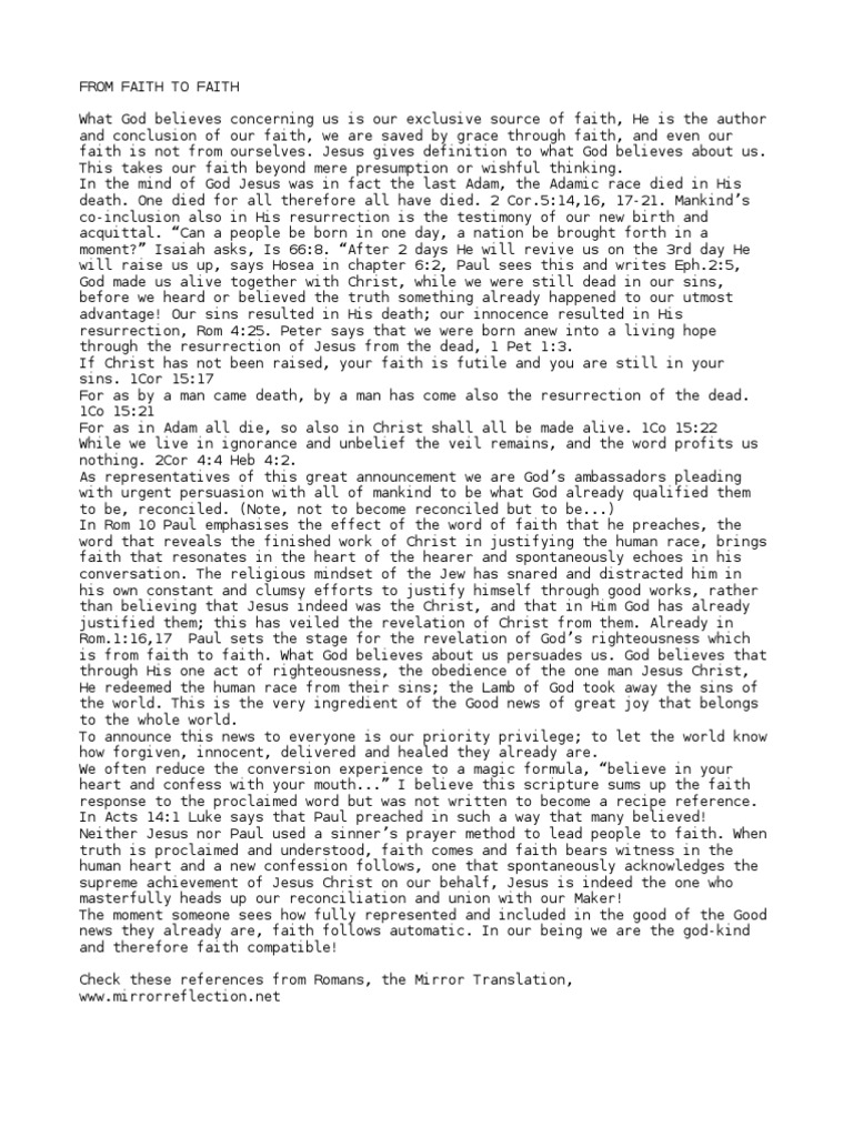 From Faith To Faith | Download Free PDF | Faith | Jesus