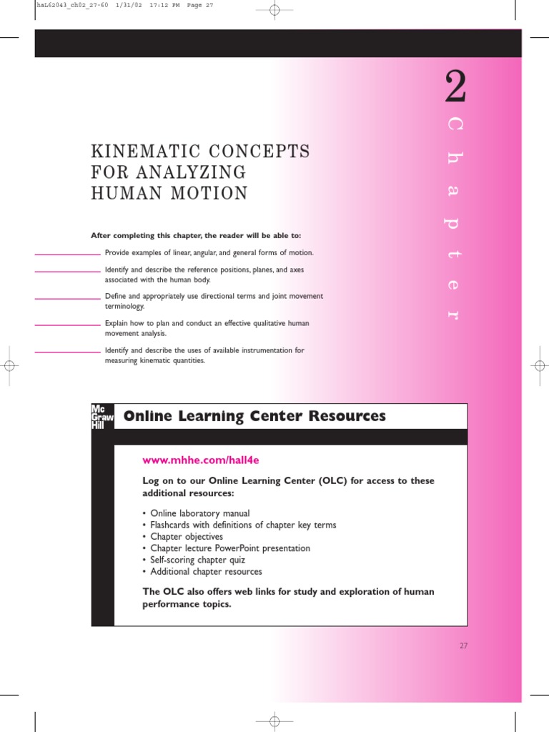 Kinematic Concepts | PDF | Anatomical Terms Of Motion | Anatomical ...