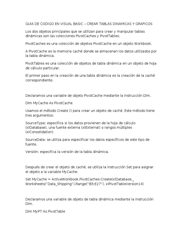 Guia de Codigo en Visual Basic | PDF | Básico | Hoja de cálculo