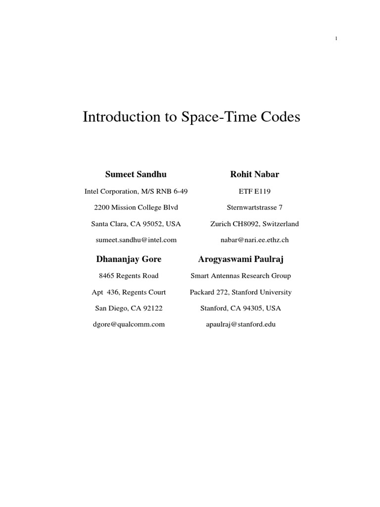 Space-Time Codes | PDF | Mimo | Orthogonal Frequency Division Multiplexing