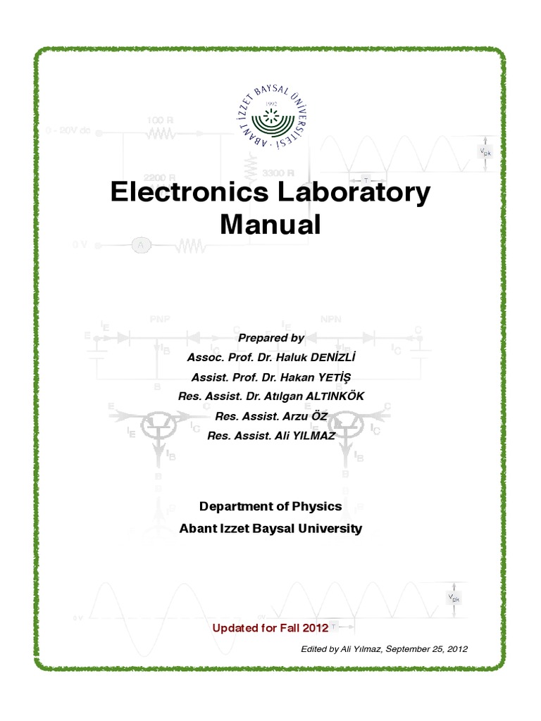 Electronics Laboratory Manual: Department of Physics Abant Izzet Baysal ...