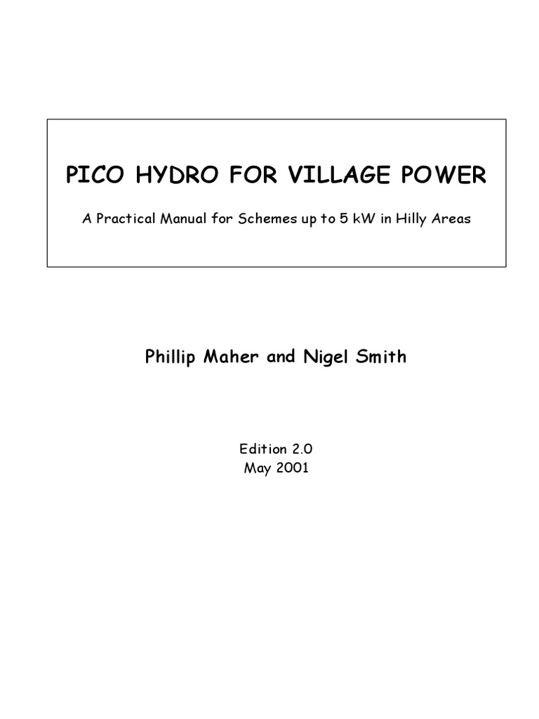 Pico Hydro Power Manual for Villages | PDF | Hydroelectricity | Hydropower