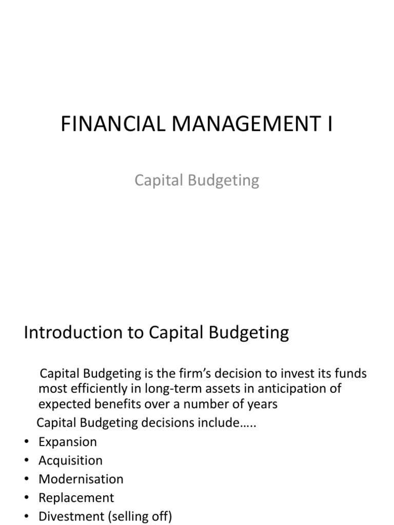 Financial Management I: Capital Budgeting | PDF | Capital Budgeting ...