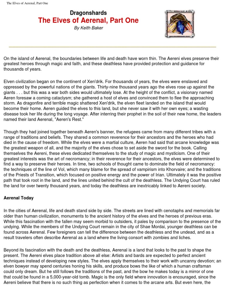 The Elves of Aerenal, Part One: Dragonshards | PDF | World Of Eberron ...