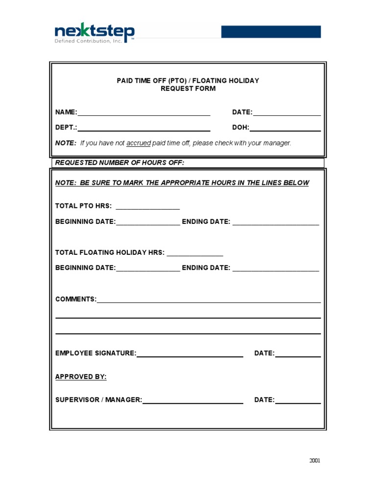 PTO Request Form Template | PDF | Business | Finance & Money Management