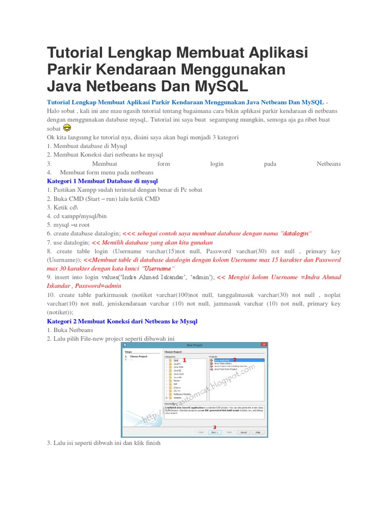 Membuat Aplikasi Parkir Kendaraan Menggunakan Java Netbeans | PDF