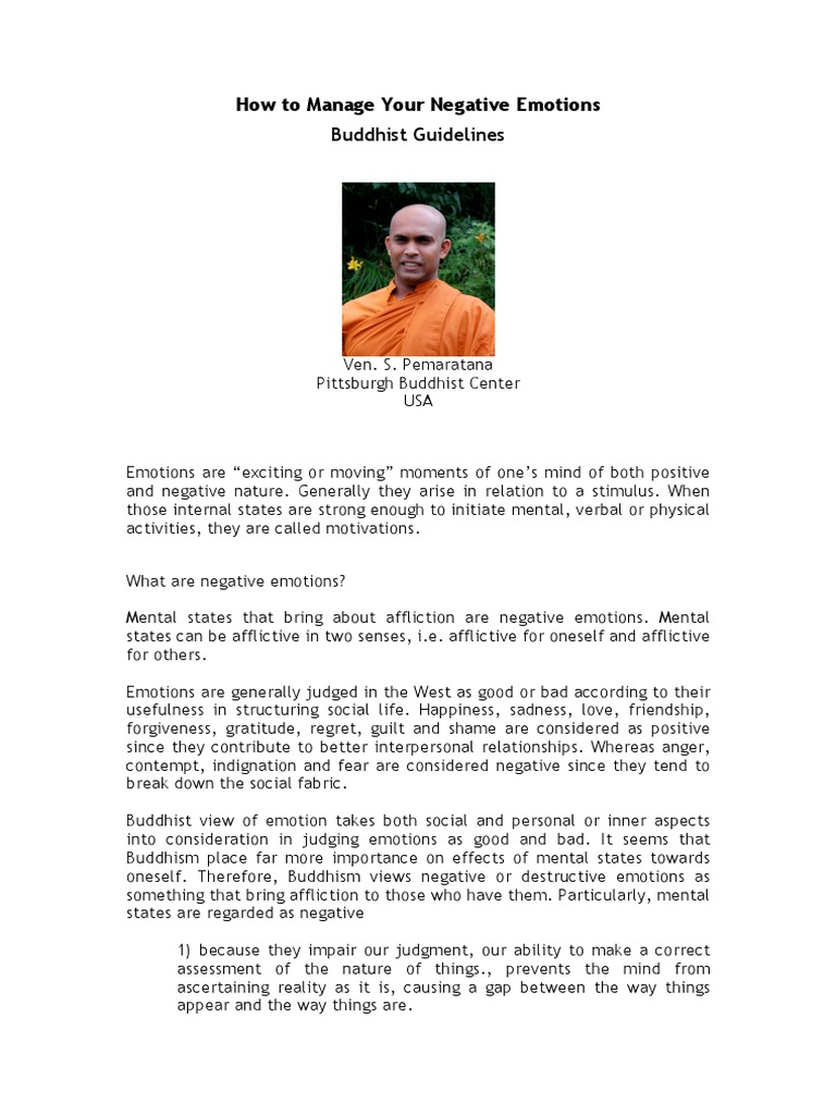 Managing Negative Emotions | PDF | Emotions | Mind