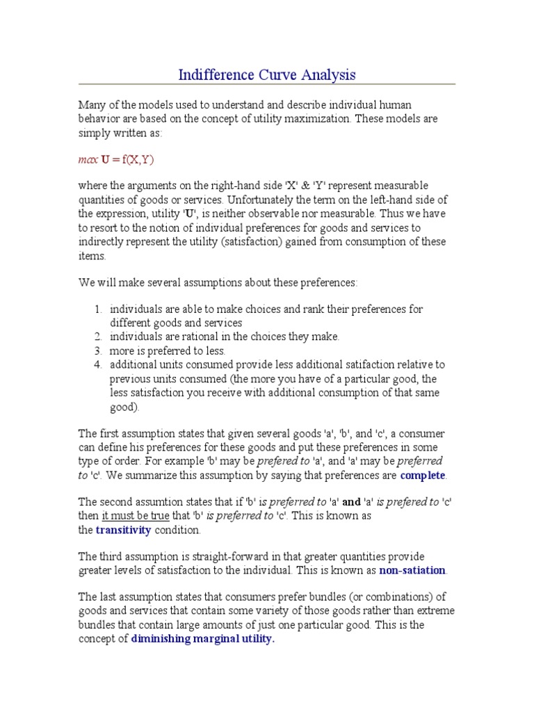 Indifference Curve Analysis | Download Free PDF | Utility | Consumers