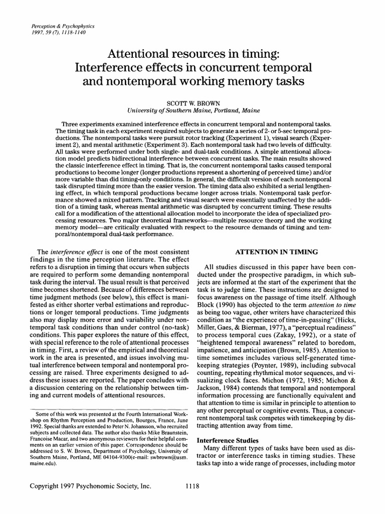 Attentional Resources in Timing: Interference Effects in Concurrent Temporal and Nontemporal ...