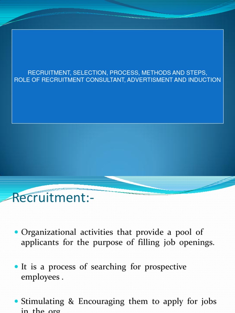 Recruitment Selection Process Methods & Steps | PDF