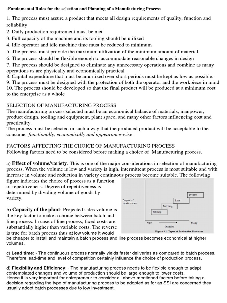 The Manufacturing Process Selected Must Be An Economical Balance of ...