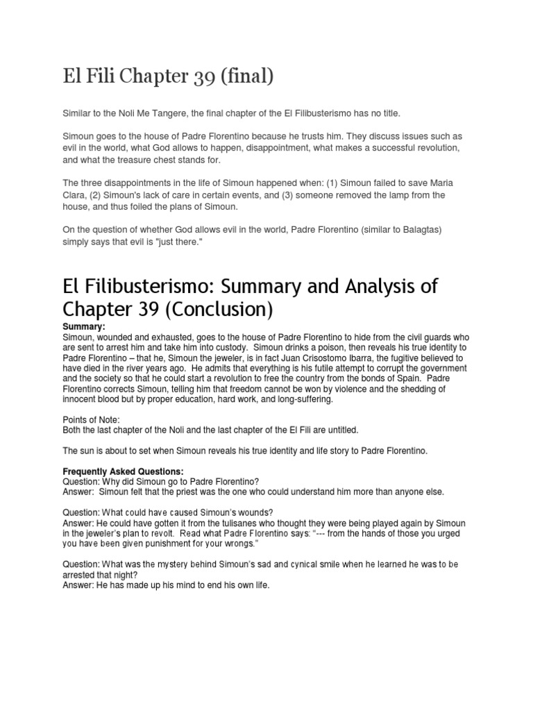 El Fili Chapter 39 (Final) : El Filibusterismo: Summary and Analysis of ...