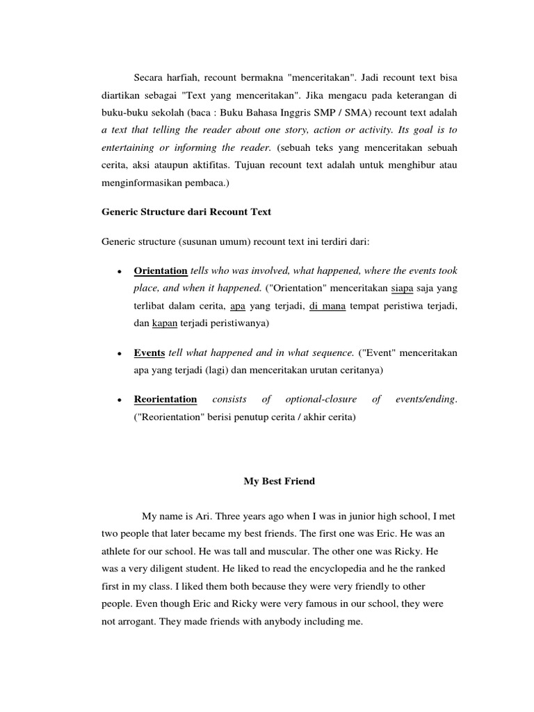 Structure of Recount Text Explained | PDF