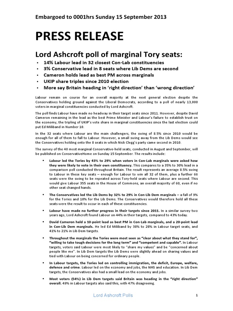 Lord Ashcroft Poll of Marginal Tory Seats | PDF | Conservative Party ...