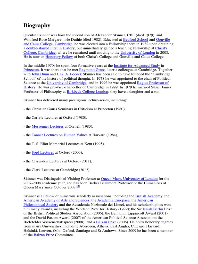Quentin Skinner Via Wiki | PDF | Philosophical Movements | Academia
