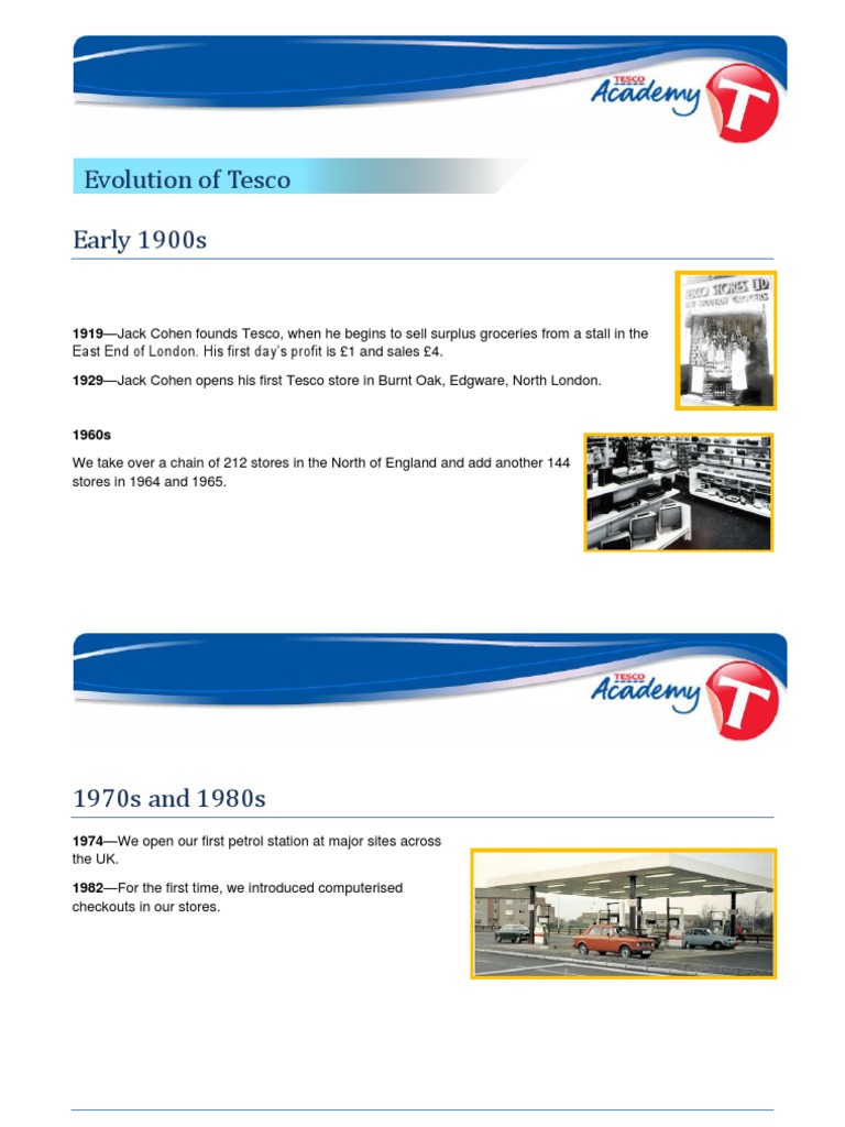 Evolution of Tesco | PDF | Tesco | Retail