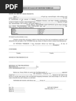 Sample Deed of Sale of Motor Vehicle | PDF