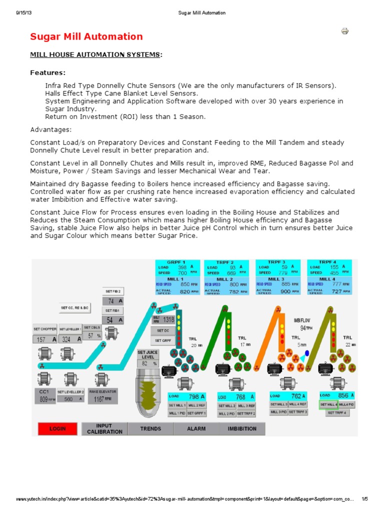 Sugar Mill Automation | PDF | Automation | Electrical Engineering