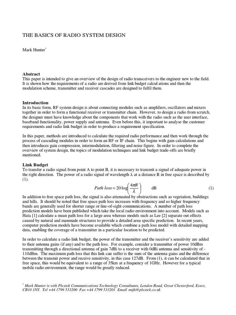 Radio System Design Fundamentals | PDF | Modulation | Amplifier
