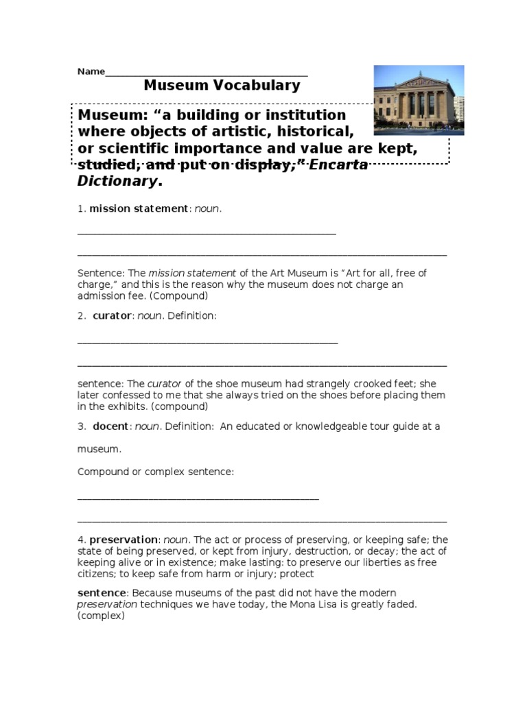 Museum Vocabulary List | Museum | Primary Sources