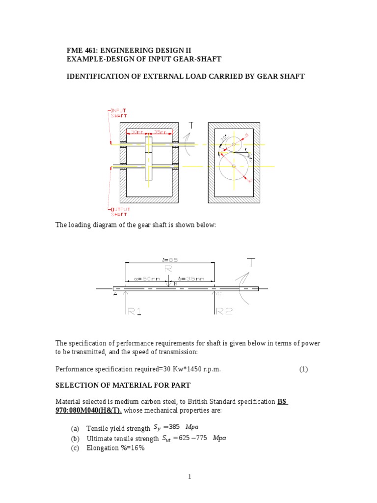 Design of Input Gear-Shaft-Exampler | PDF | Bending | Stress (Mechanics)