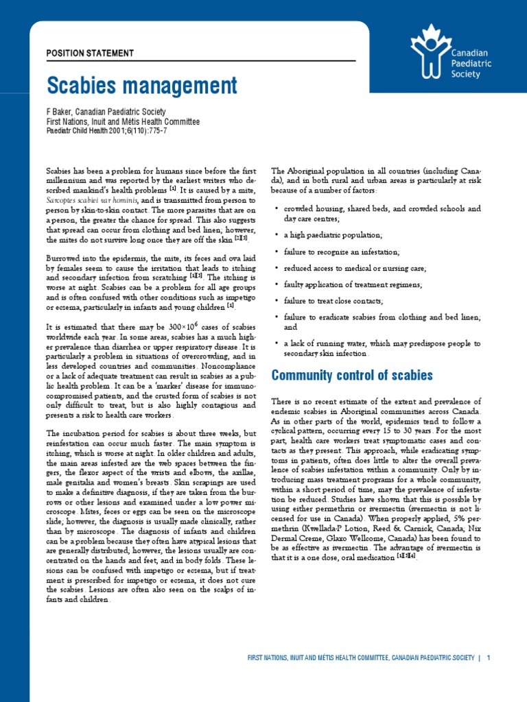 Scabies Management: Community Control of Scabies | PDF | Medical ...