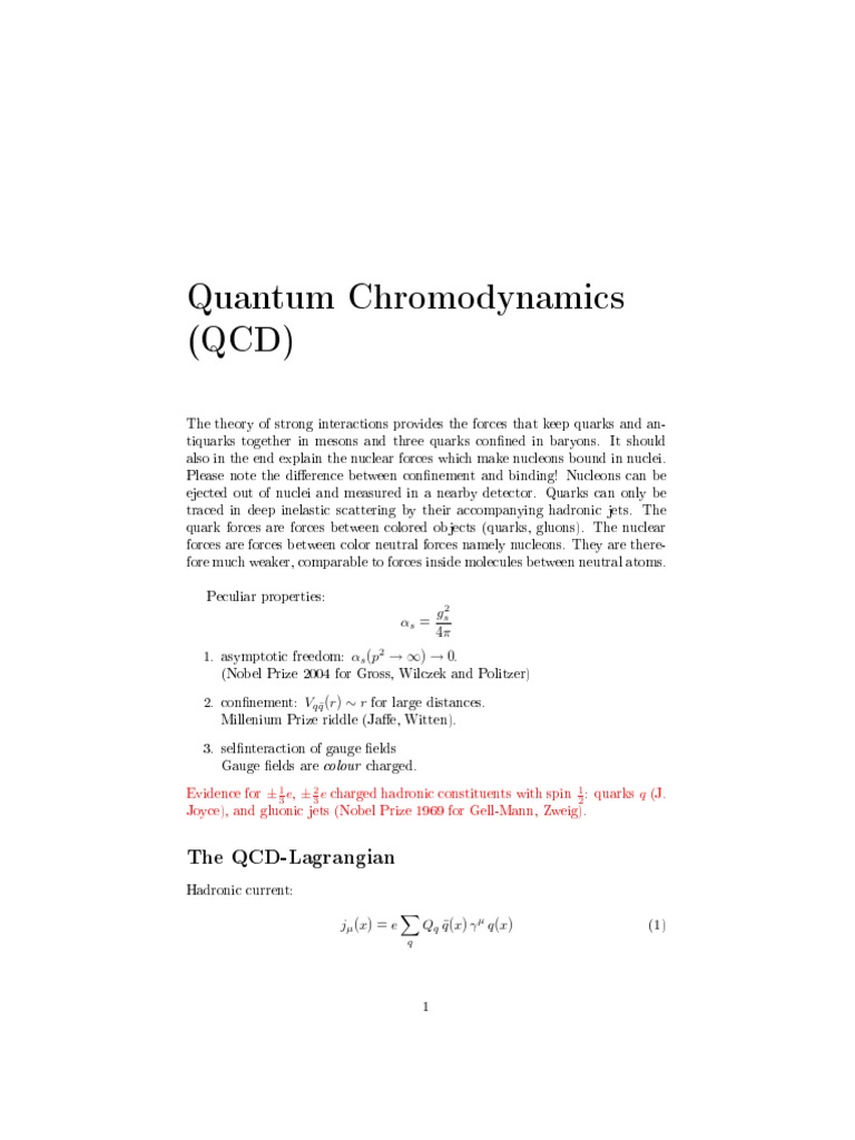 Quantum Chromodynamics (QCD) | PDF | Quark | Hadron