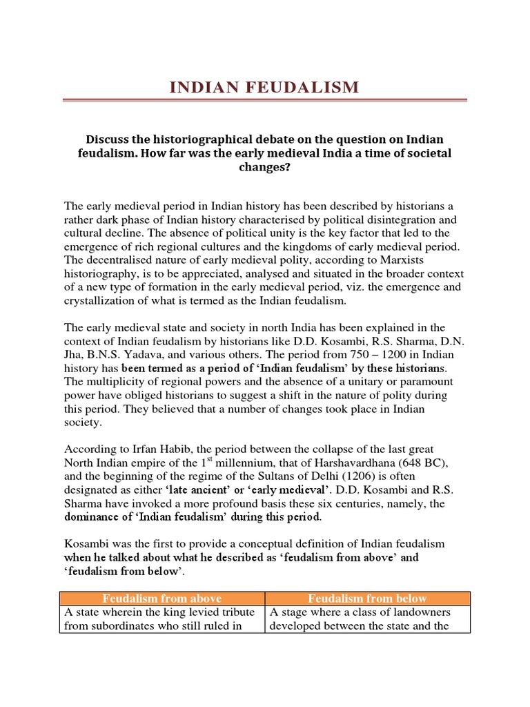 Indian Feudalism | PDF | Feudalism | Peasant