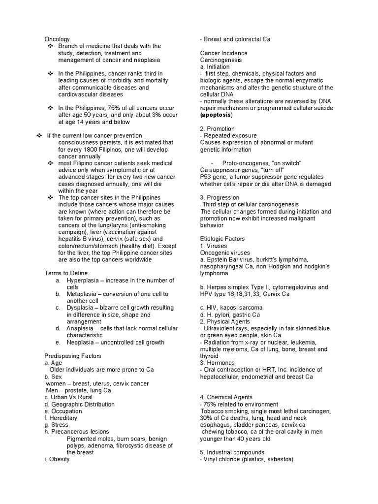Oncology Handouts | PDF | Radiation Therapy | Cancer
