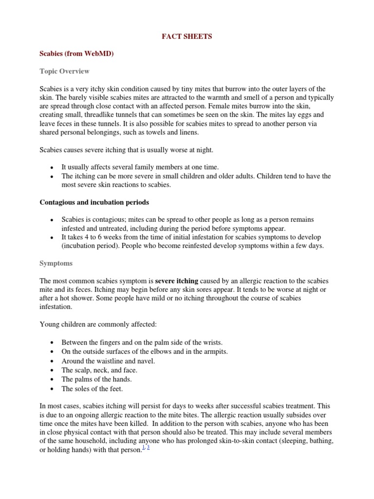 Topic Overview: Fact Sheets Scabies (From Webmd) | PDF