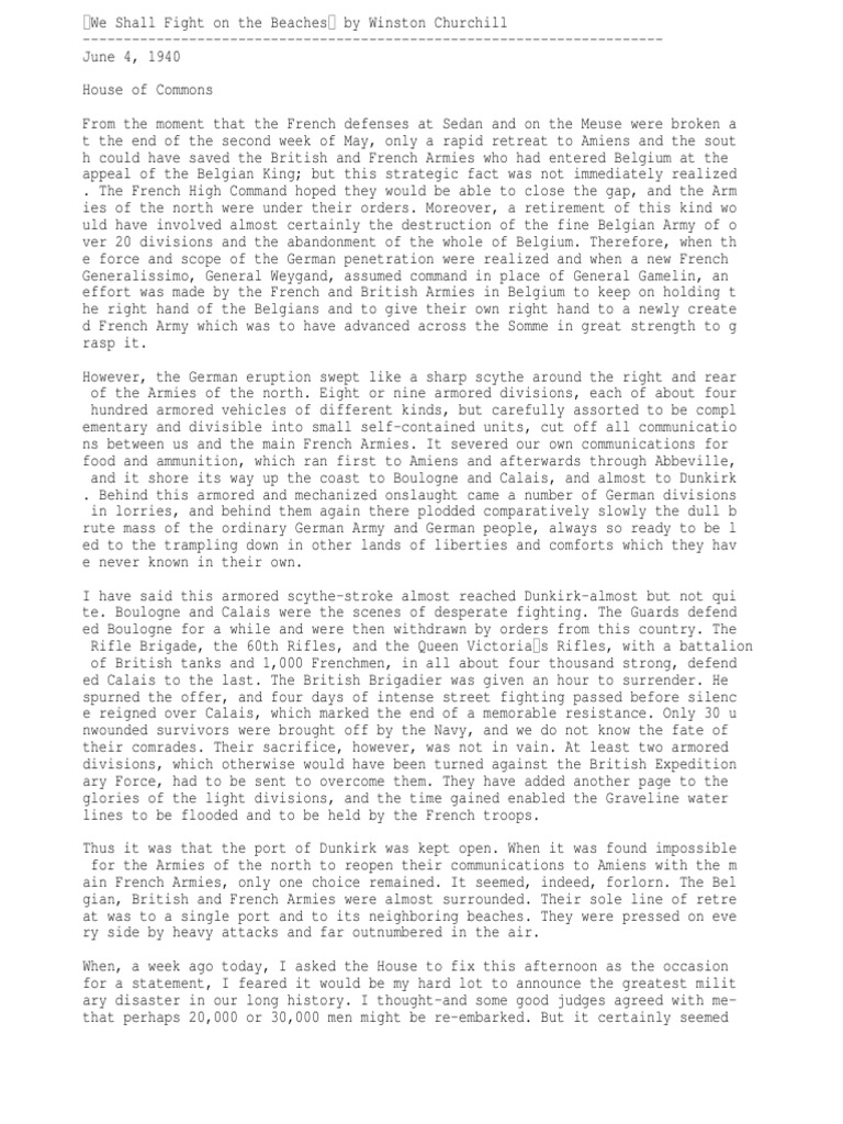 Speech - We Shall Fight on the Beaches | Naval Mine | Air Forces