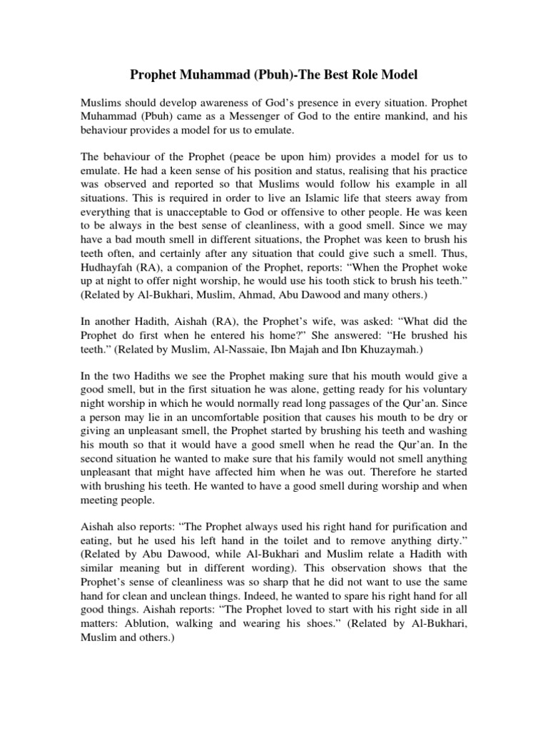 Prophet Muhammad The Best Role Model | PDF | Muhammad | Sin