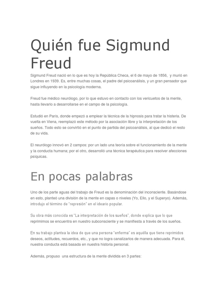Quién Fue Froy | PDF | Sigmund Freud | Psicoanálisis