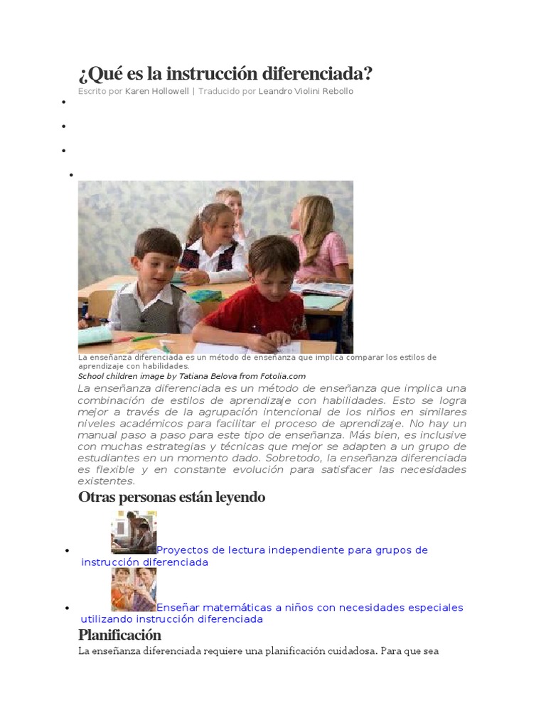 ¿Qué Es La Instrucción Diferenciada | PDF | Instrucción diferenciada ...