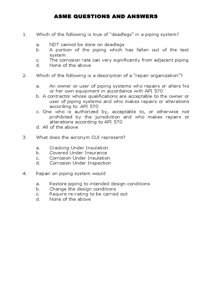Asme Questions and Answers Part - Iii | PDF | Pipe (Fluid Conveyance ...