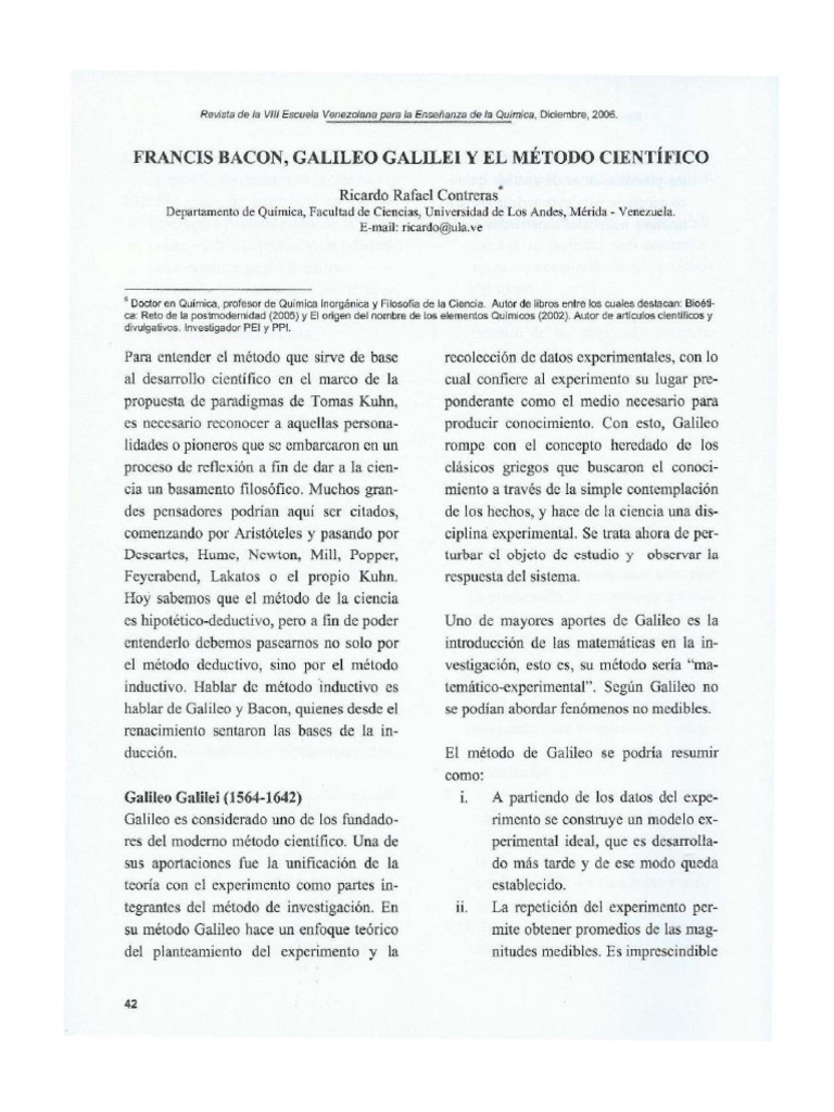 Bacon Galileo y El Metodo Cientifico | PDF