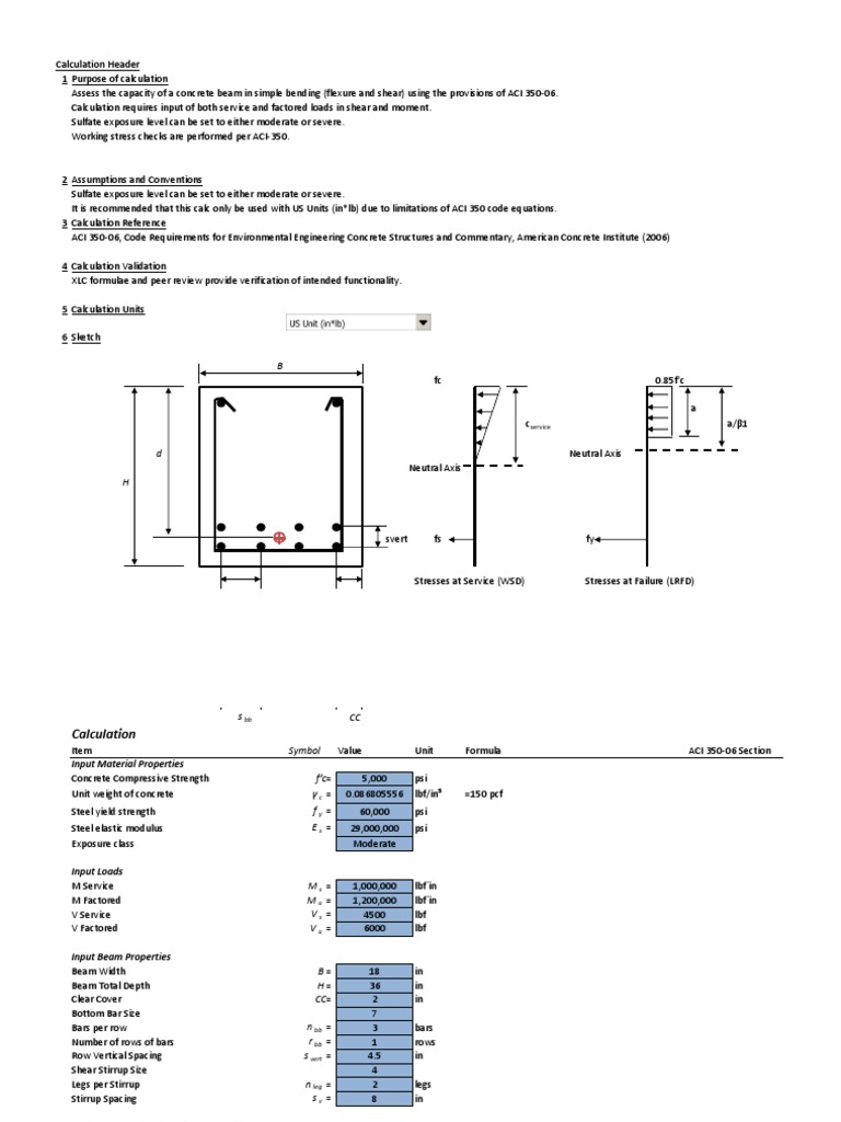 ACI-350 Concrete Beam Design 1.1 | PDF | Beam (Structure) | Bending
