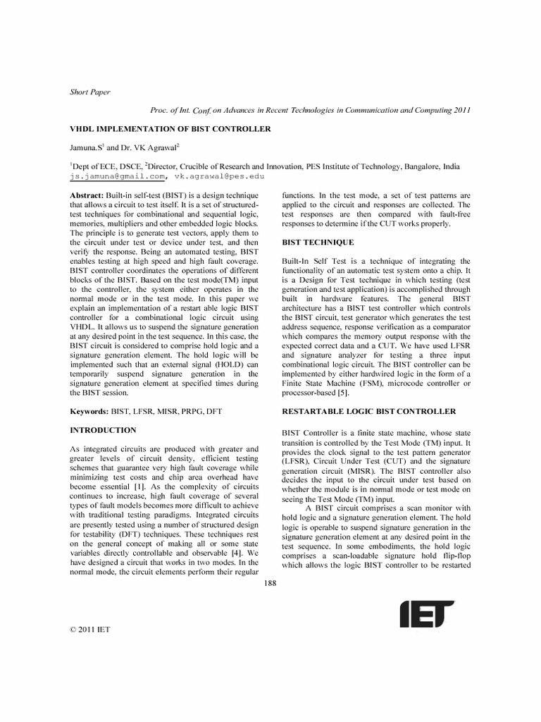 Bist Controller Pdf Electronic Circuits Computer Engineering
