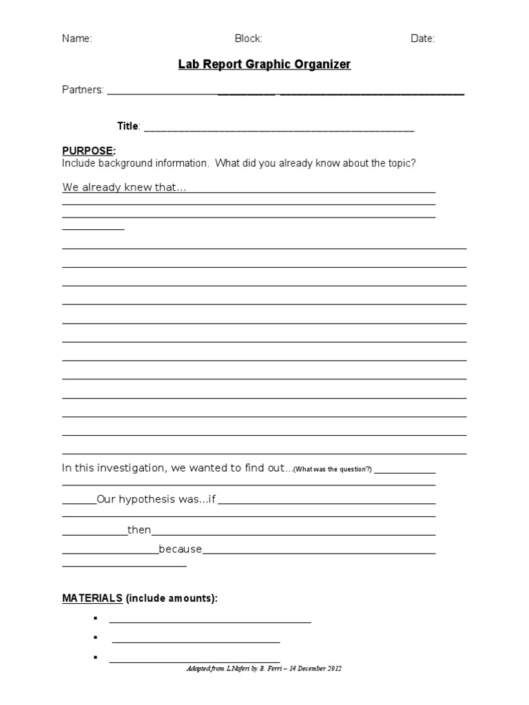 Lab Report Graphic Organizer | PDF