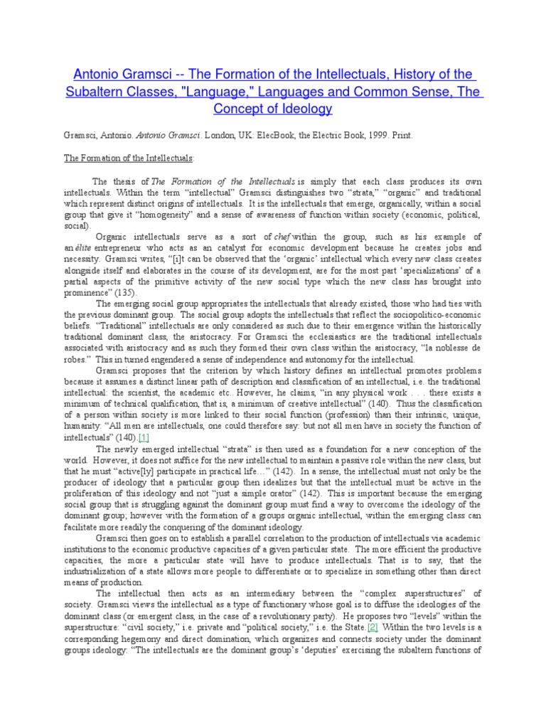 Antonio Gramsci Pdf Ideologies Intellectual