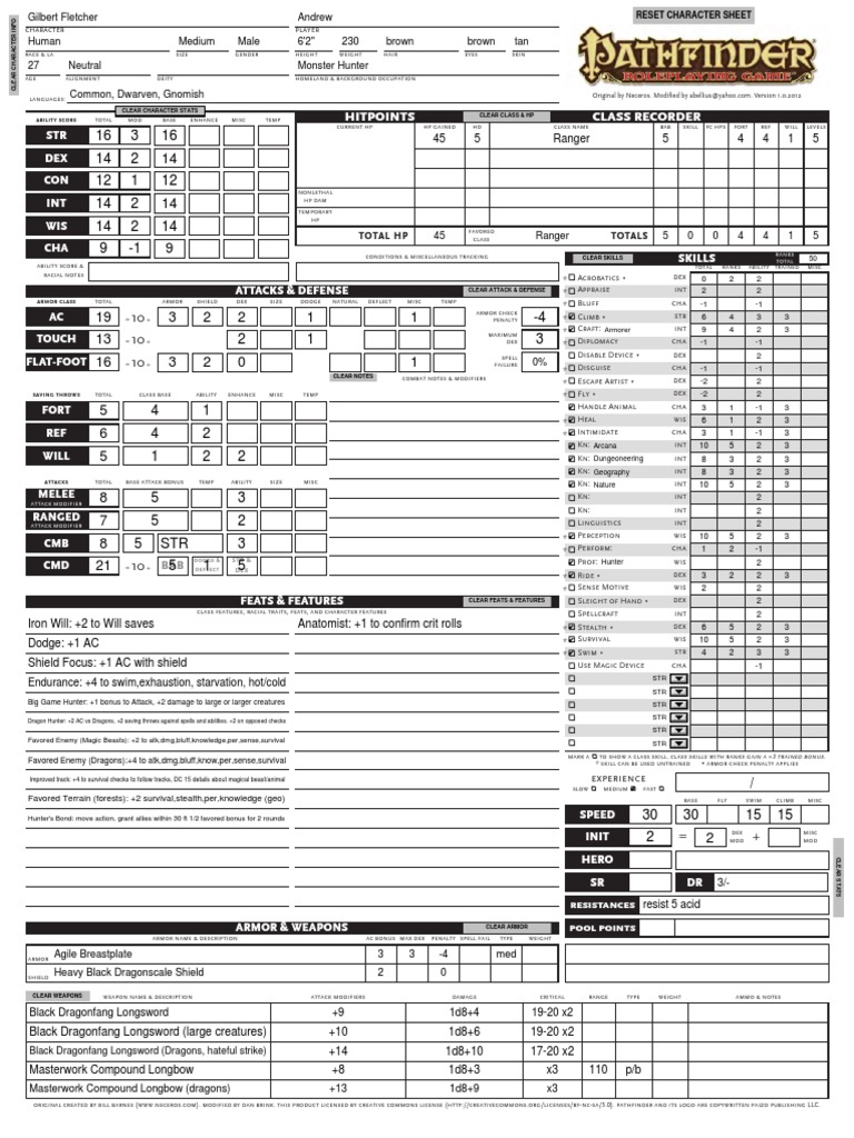 Gilbert Fletcher | PDF | D20 System | Fantasy Role Playing Games