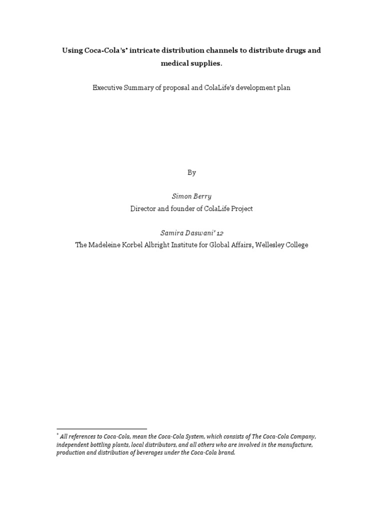 ColaLife's AidPod Distribution Model | PDF | Coca Cola | Pharmaceutical ...