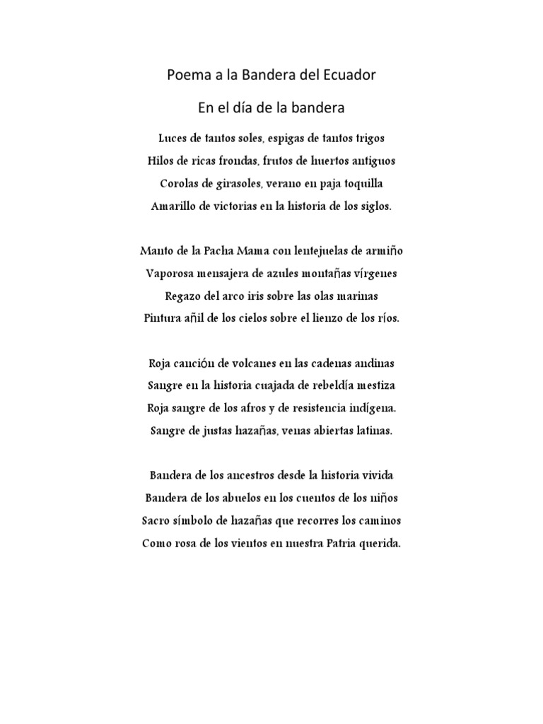 Poema A La Bandera Del Ecuador | PDF