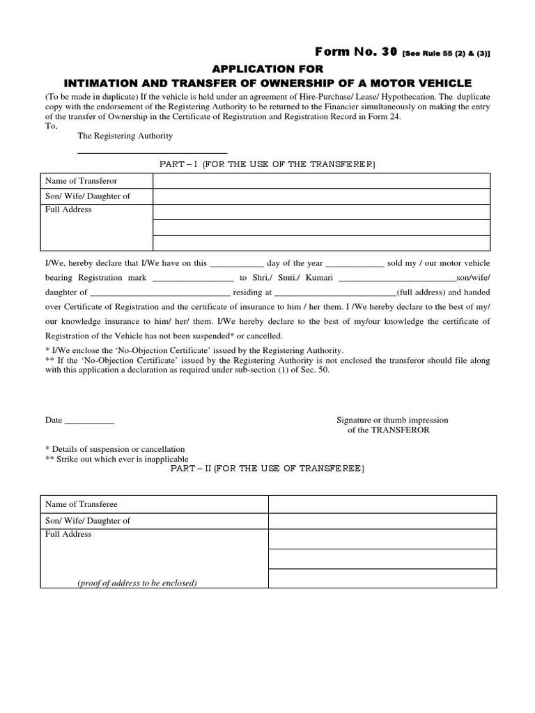 Form No 30 | Lease | Private Law
