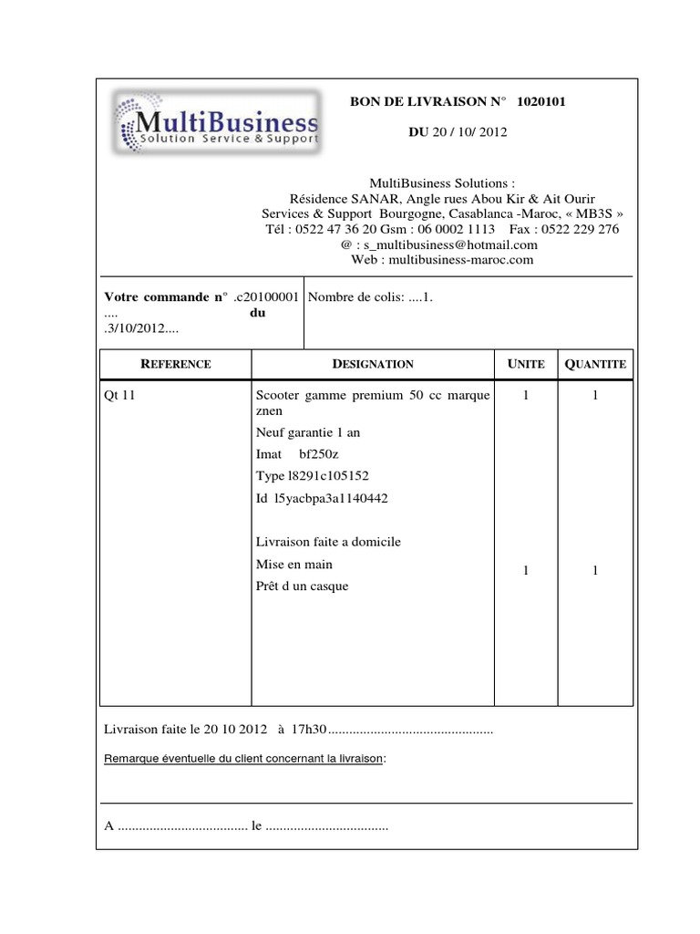 Bon de Livraison | PDF