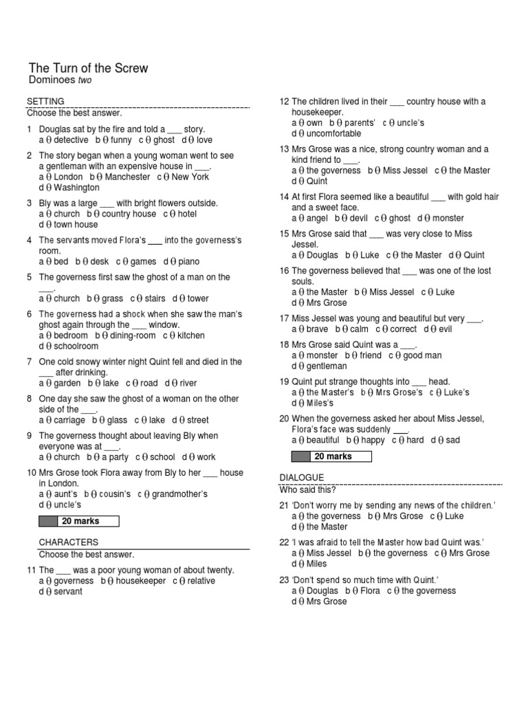 Turn of the Screw Quiz Questions | PDF | Art