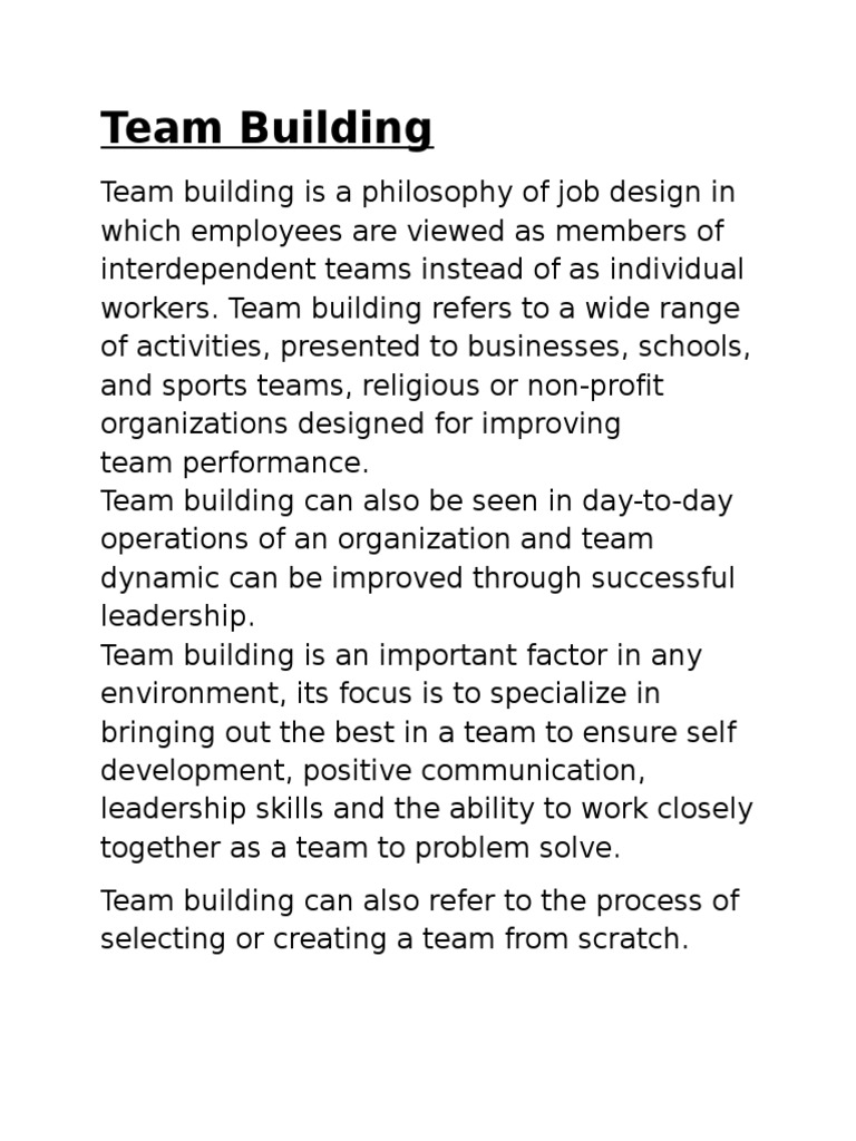 Write Up Team Building | PDF | Team Building | Leadership