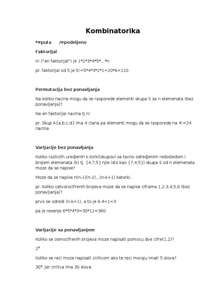Kombinatorika | PDF