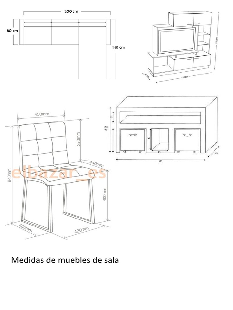 Las dimensiones ideales para los muebles de sala: sofás, mesas y otros ...
